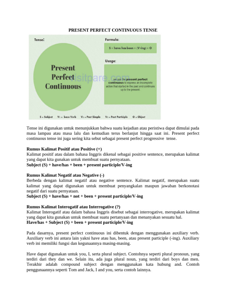 PRESENT PERFECT CONTINUOUS | PDF