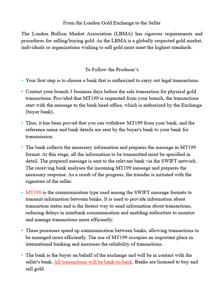 BANK-TO-BANK MT199 | PDF