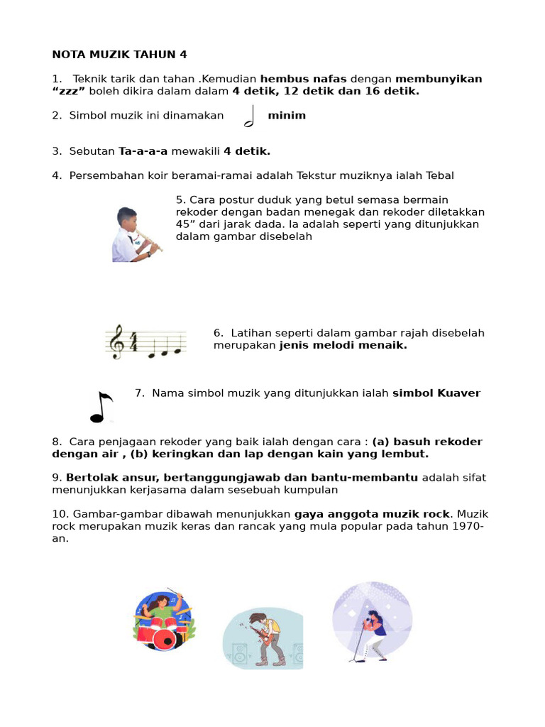 Nota Muzik Tahun 3 Lengkap | PDF