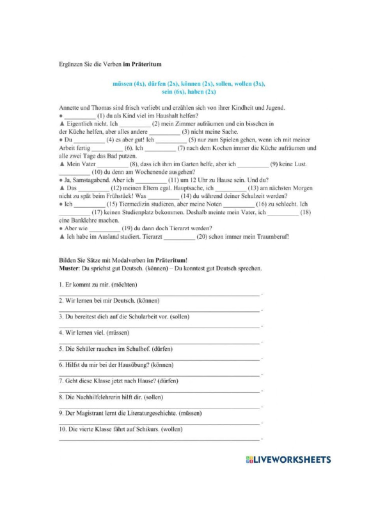 Modalverben Im Prateritum | PDF