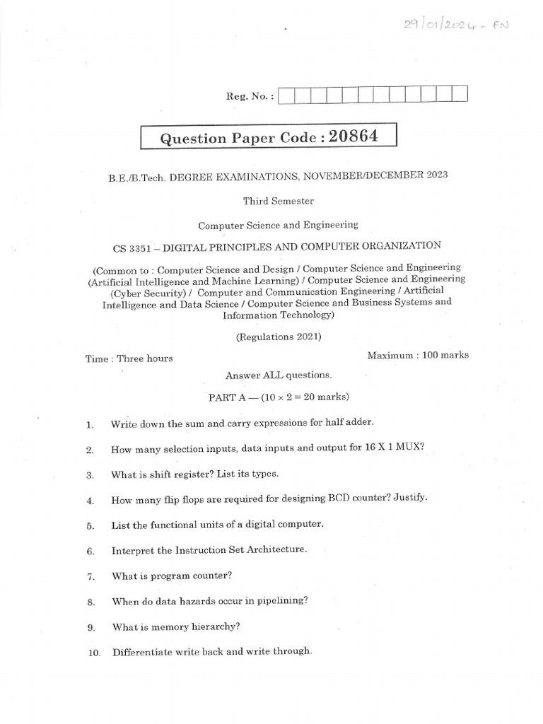 Digital Principles and Computer Organization - CS3351 2021 Regulation ... Digital Principles and Computer Organization - CS3351 2021 Regulation ...