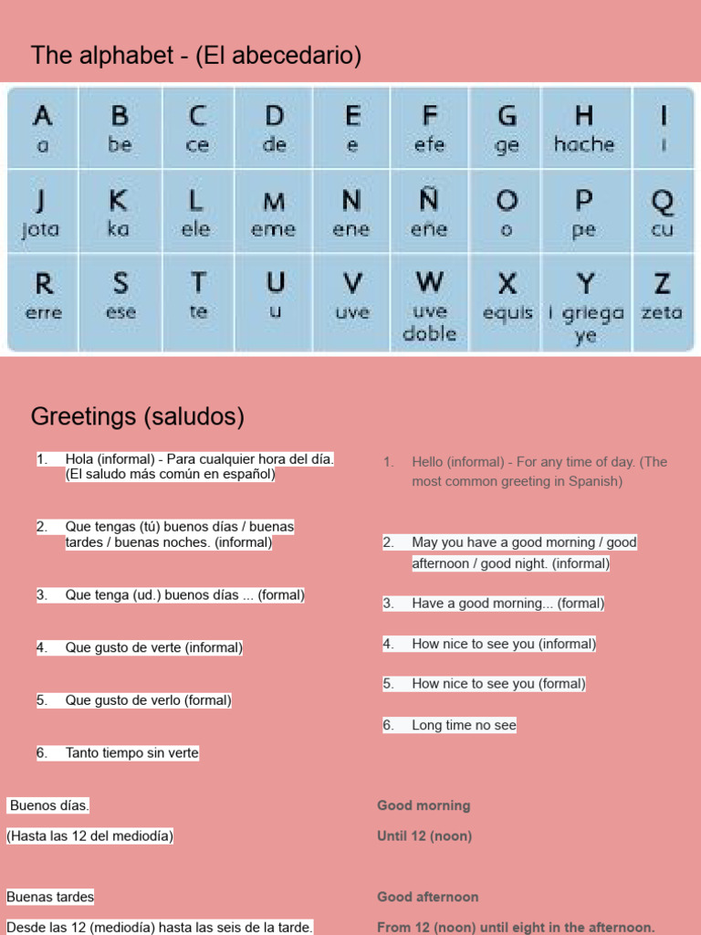 Essential Spanish Greetings and Phrases | PDF | Restaurants