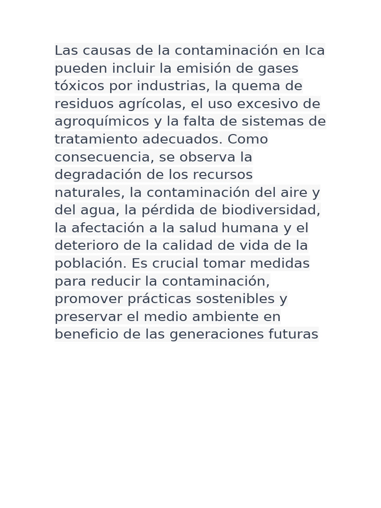 Contaminación en Ica: Causas y Consecuencias | PDF