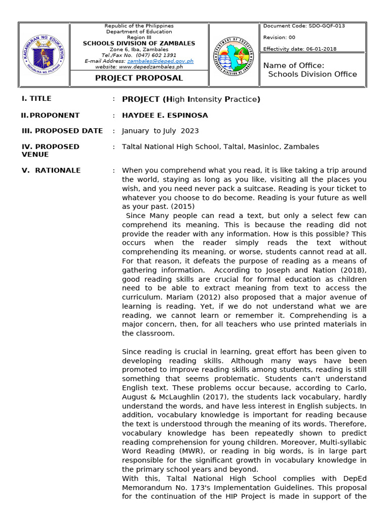 Project-HIP (1) | PDF | Reading Comprehension | Learning