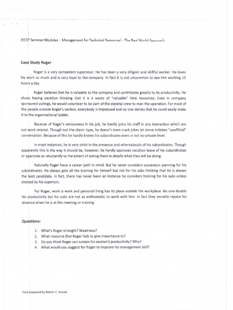 Case Study - Leadership - Roger | PDF