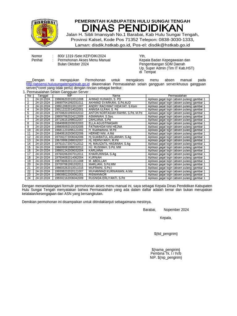 Pengajuan Absen Manual | PDF