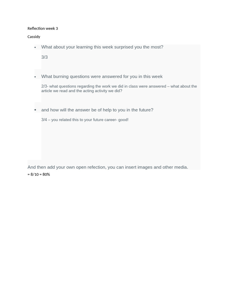 Cassidy Reflection Week 3 | PDF