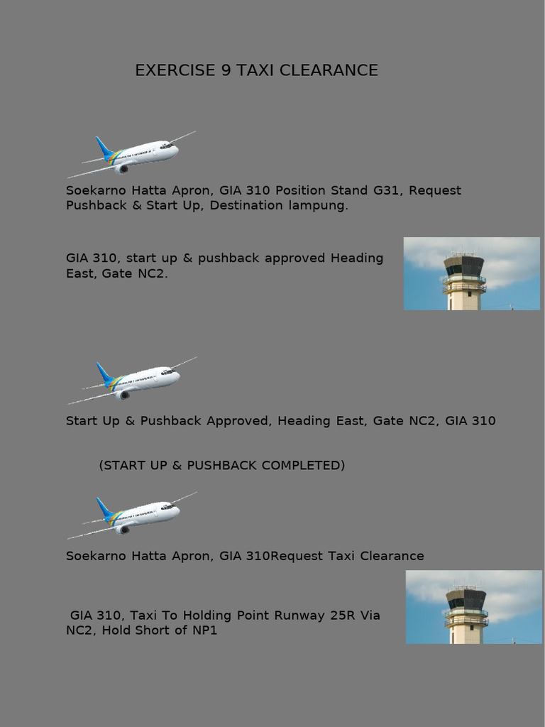 Exercise 9 Taxi Clearance & Exercise10 Transfer of Communication | PDF