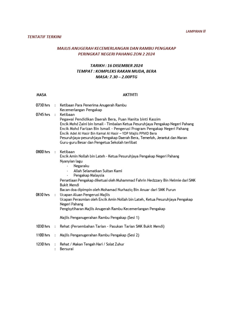 Tentatif Program -Terkini | PDF