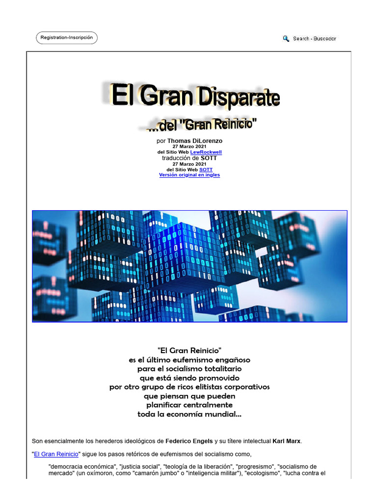 El Gran Disparate Del - Gran Reinicio | PDF | Socialismo | Fascismo