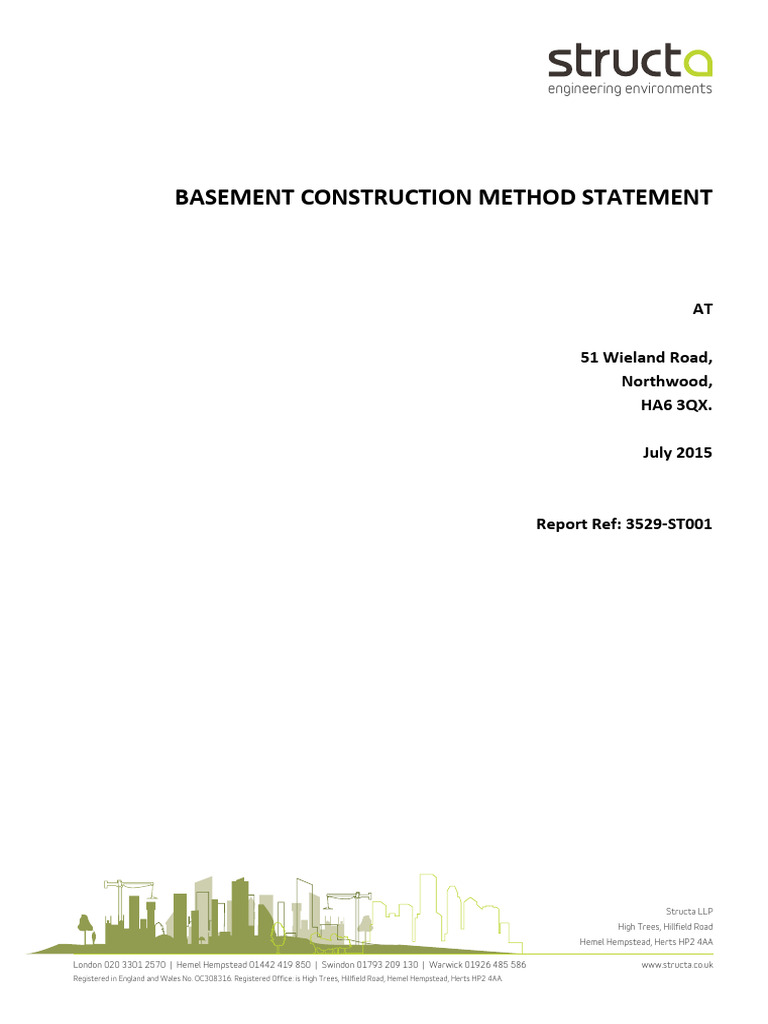 Basement Construction Method Statement | PDF | Deep Foundation ...