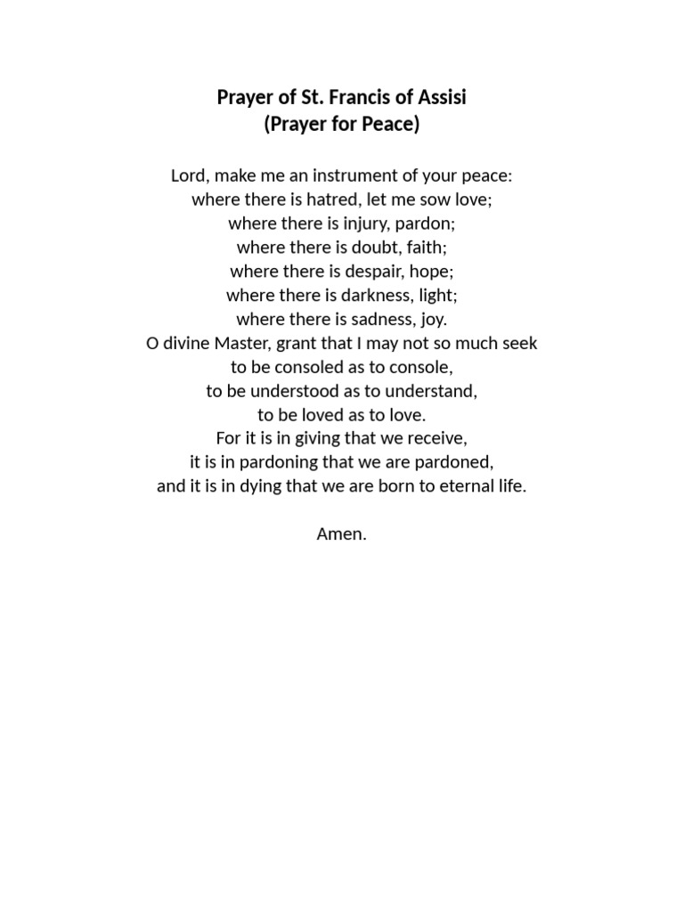 St. Francis Prayer for Peace | PDF