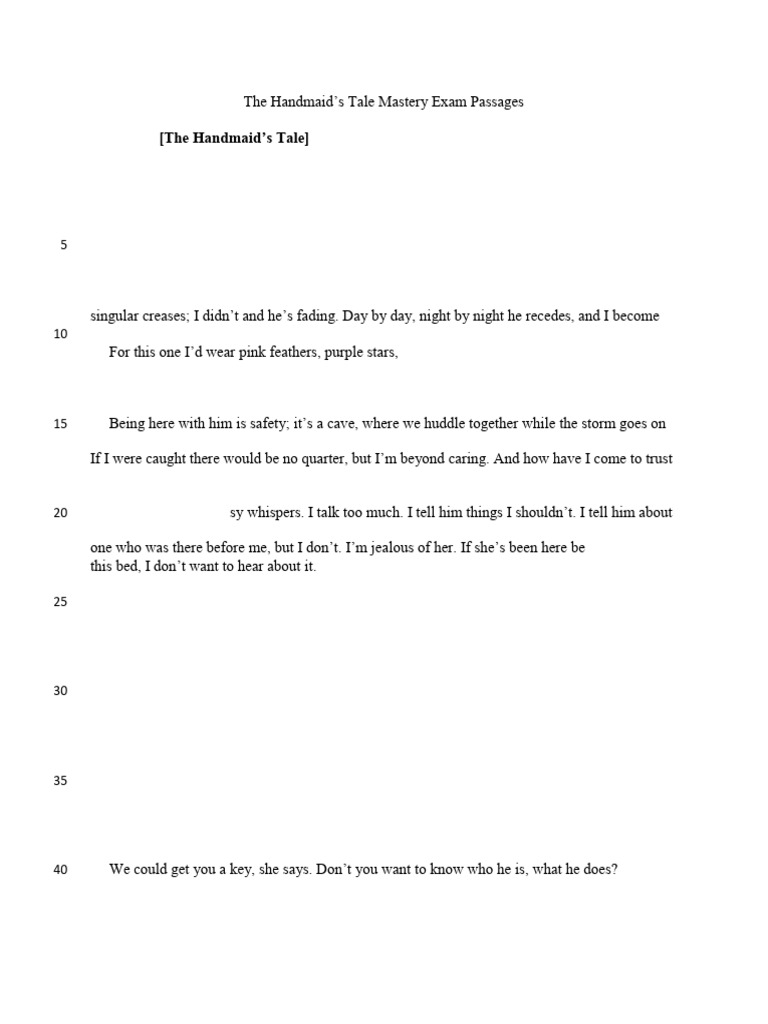 The Handmaid's Tale Exam Passages | PDF
