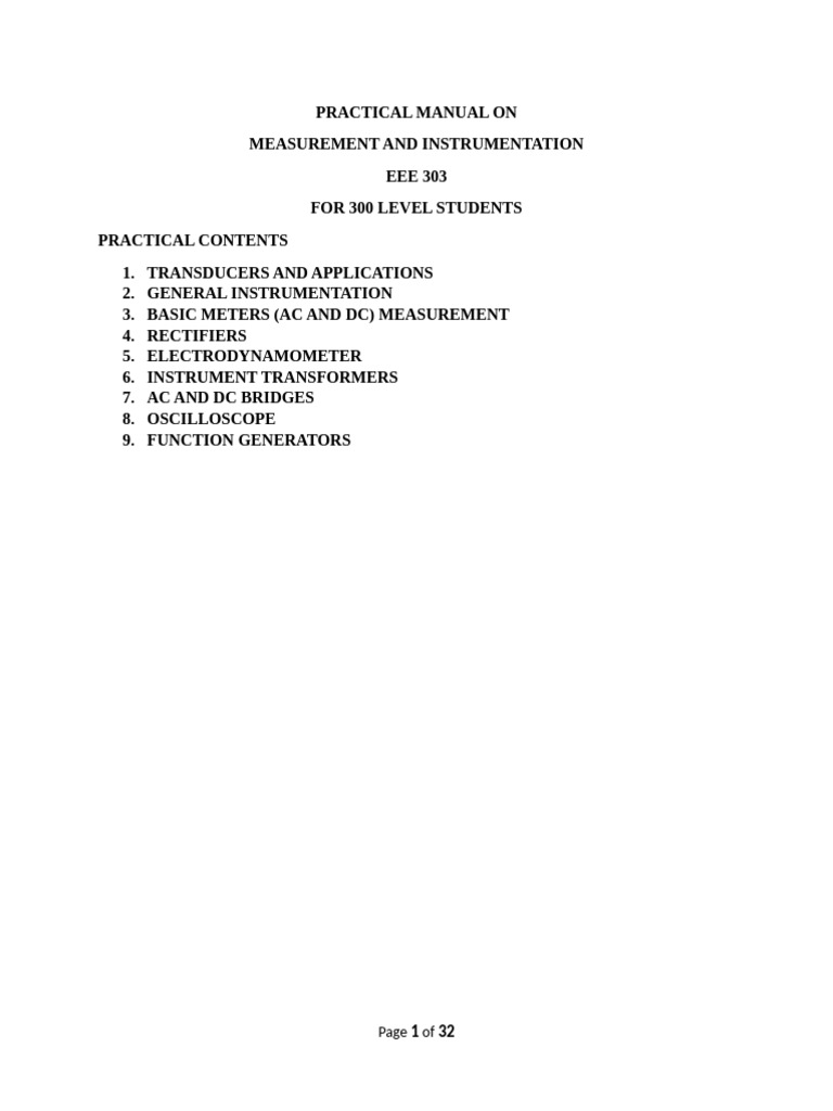 Measurement & Instrumentation Manual | PDF | Rectifier | Capacitor