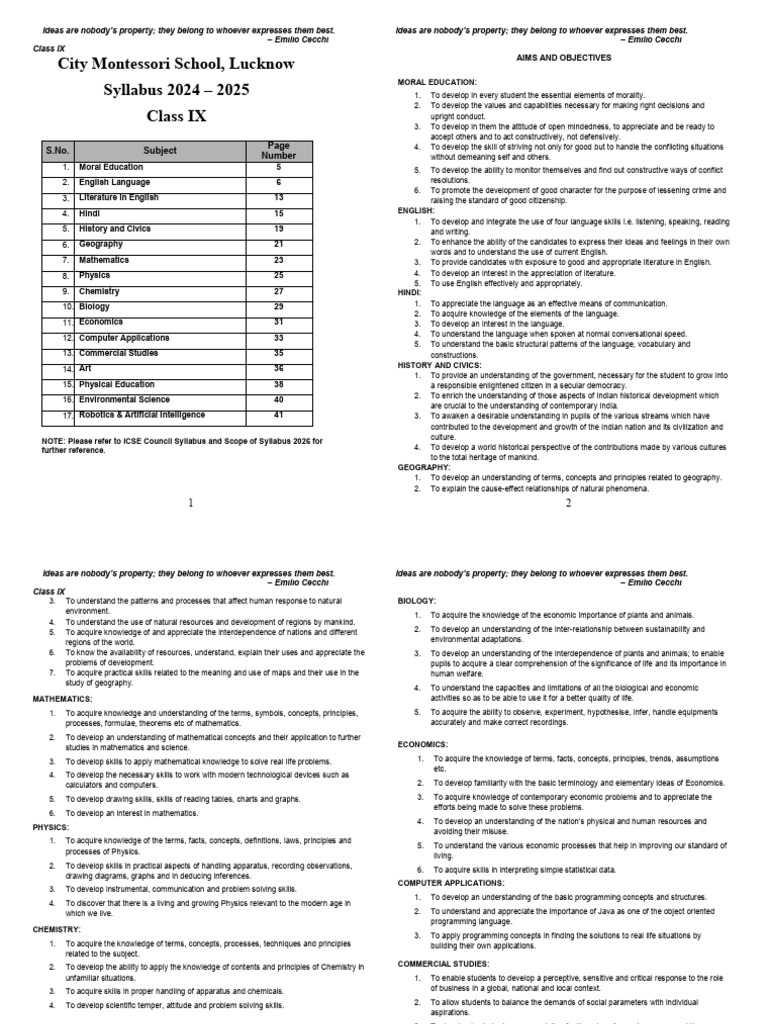 CMS Class 9 Syllabus | PDF | Career & Growth | Language Arts & Discipline