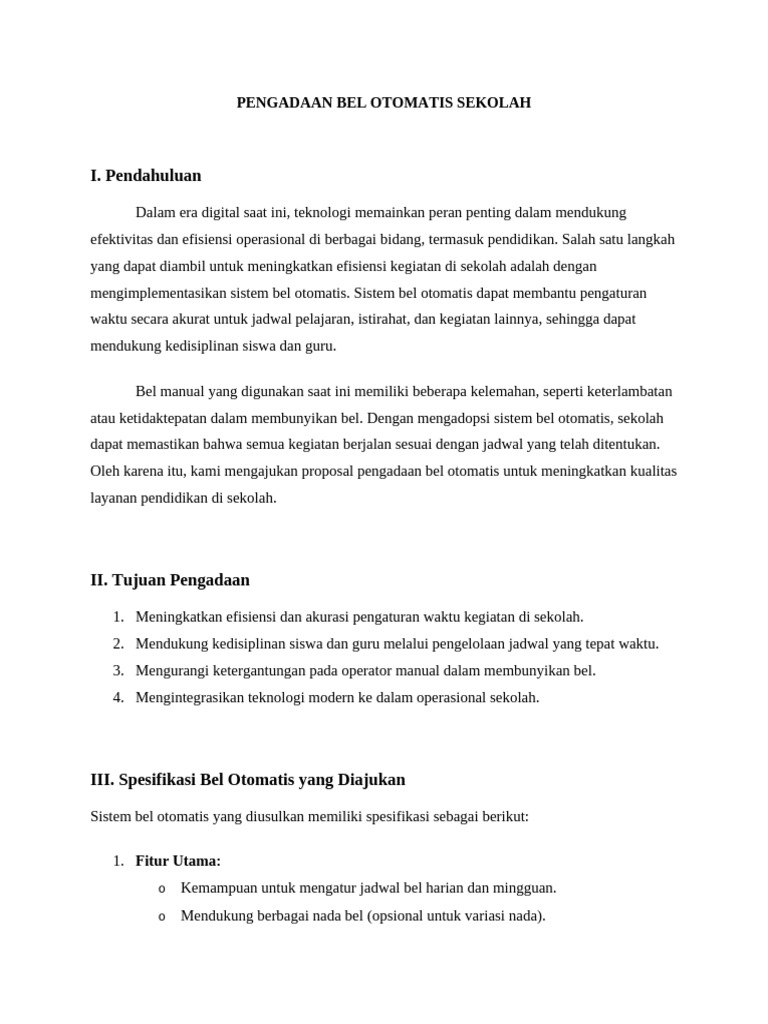 Proposal Bel Otomatis Sekolah | PDF