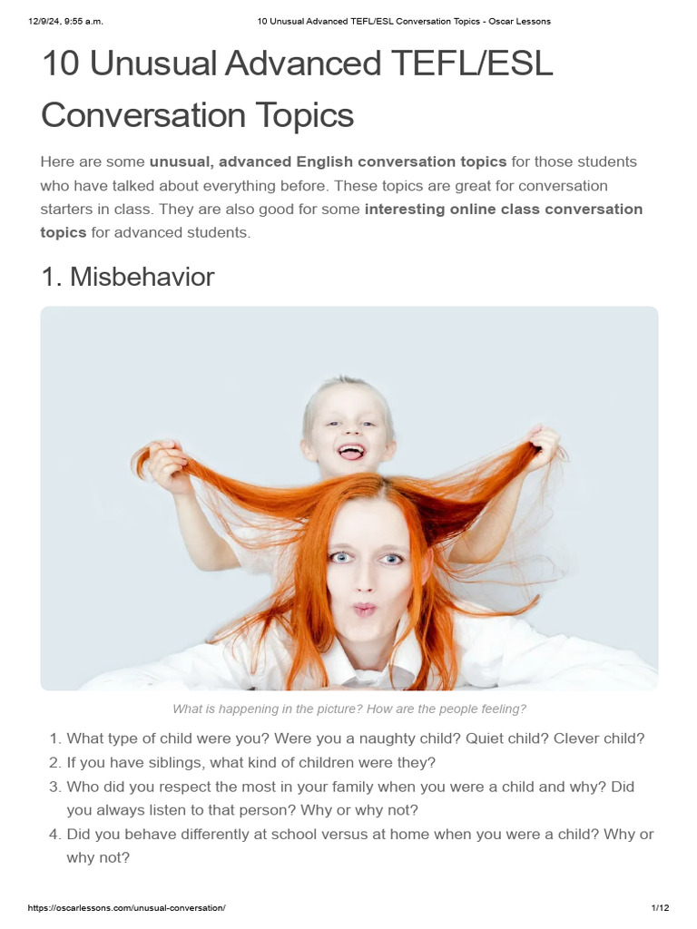 10 Unusual Advanced TEFL - ESL Conversation Topics - Oscar Lessons ...