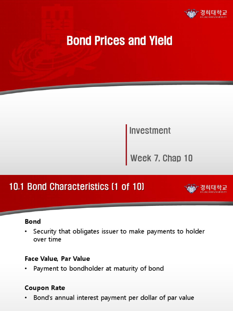 Week 7. Bond Prices and Yield - Updated | PDF | Bonds (Finance) | Yield ...