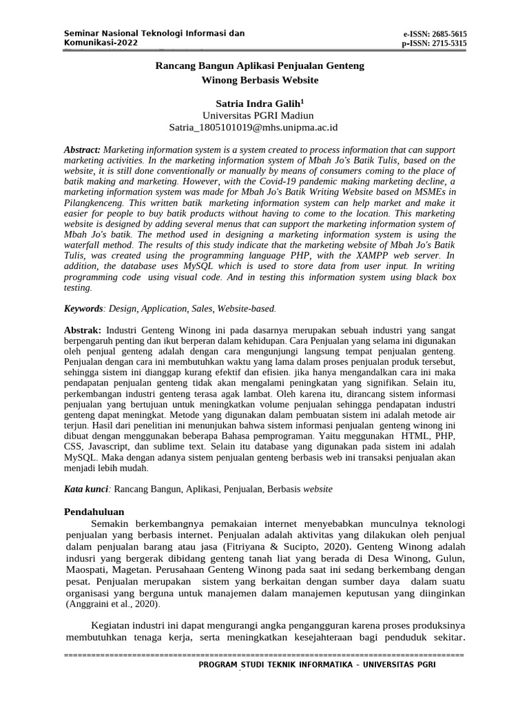 Satria Indra Galih SENATIK 2022 - REVISI | PDF