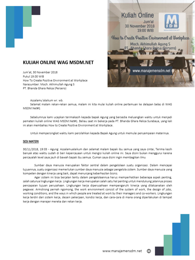 17 - How To Create Positive Environment at Workplace - Agung | PDF