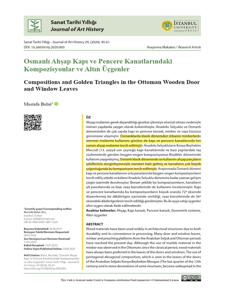 Osmanl Ah AP Kap Ve Pencere Kanatlar Ndaki Kompozisyonlar Ve Alt N ...