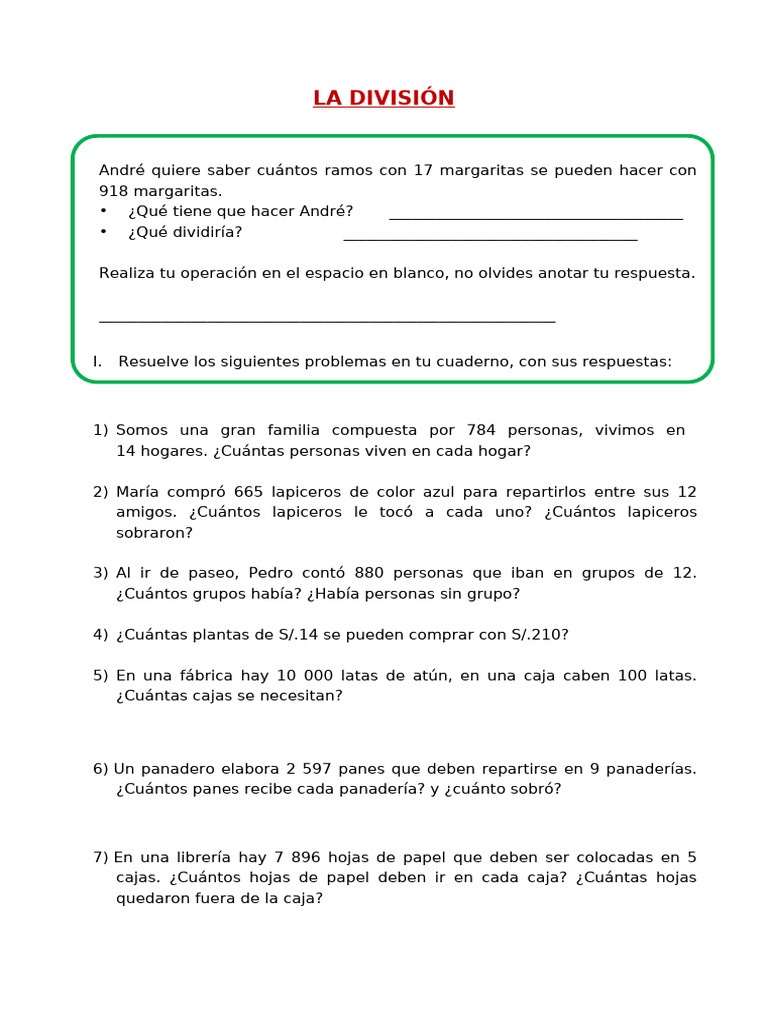 Ejercicios de Division | PDF