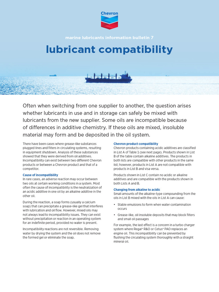 07 Lube Compatibility Technical Bulletin | PDF | Lubricant | Motor Oil