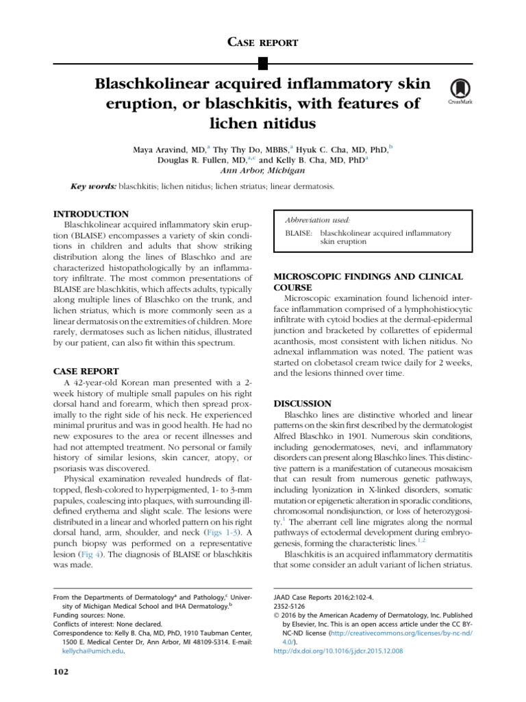 Blaschkitis | PDF | Psoriasis | Dermatology