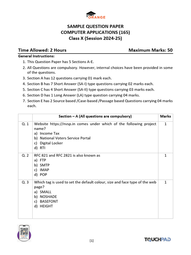 Class X Computer Applications Exam Paper | PDF | World Wide Web | Internet & Web