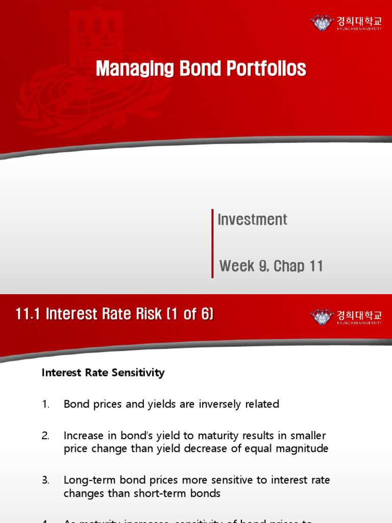 Week 9. Managing Bond Portfolio | PDF | Bond Duration | Bonds (Finance)