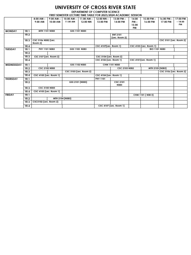 2023/2024 Computer Science Timetable | PDF | Schools | Educational ...