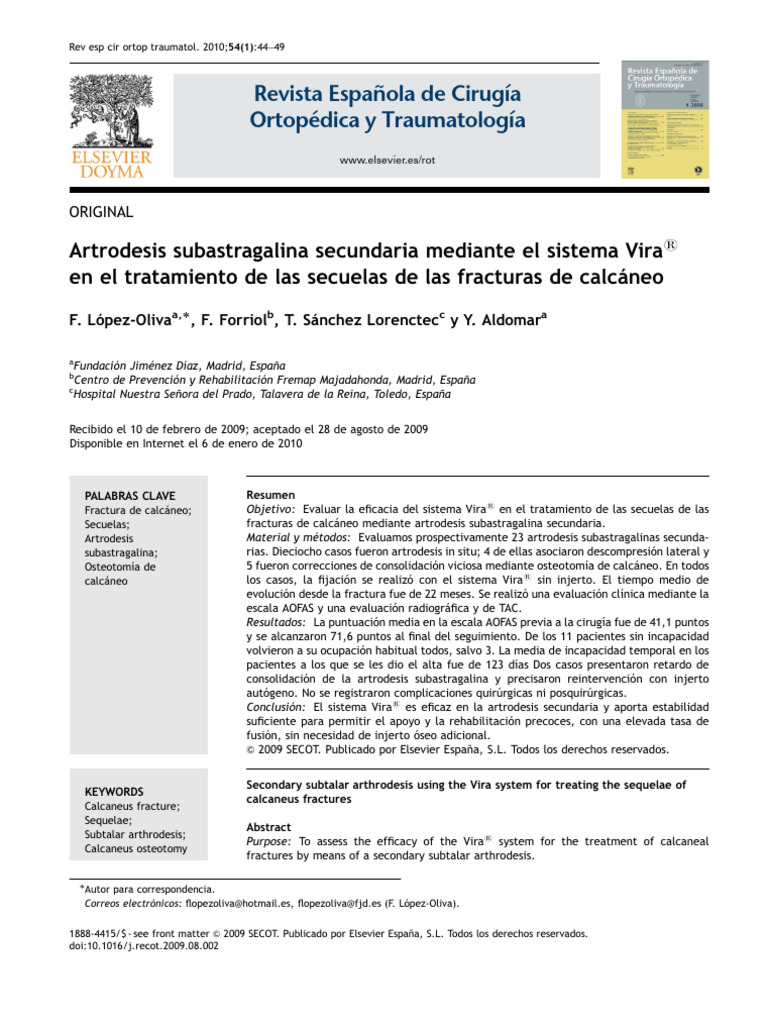Artrodesis Subastragalina con Viras | PDF | Especialidades Quirúrgicas ...