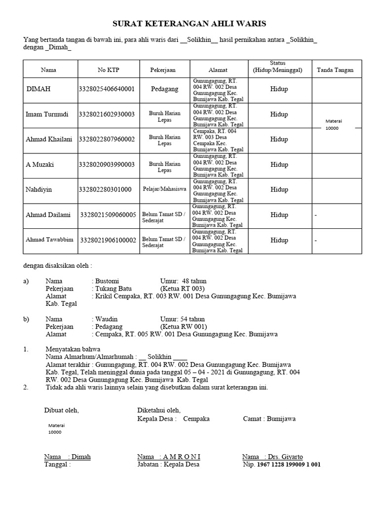 Surat Keterangan Warisan- Rev.3- (1) | PDF