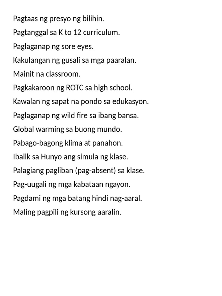 Mga Tanong Para Sa Talumpati | PDF