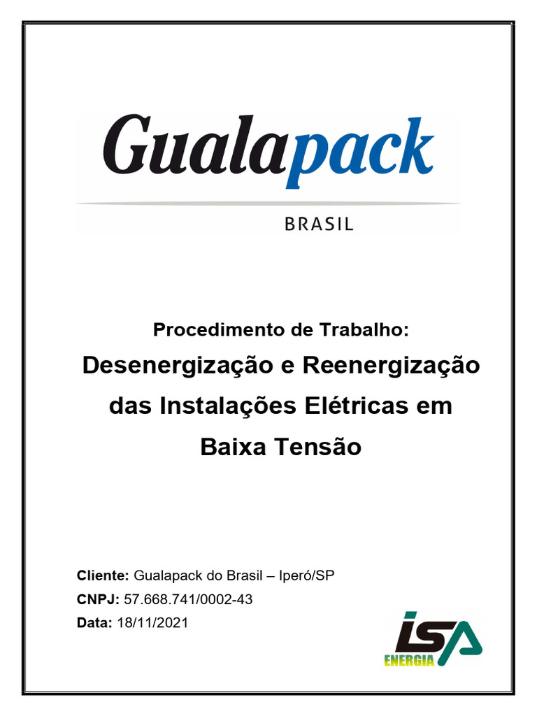 PRT-BT-001 - Procedimento para Instalação Elétrica em Baixa Tensão ...