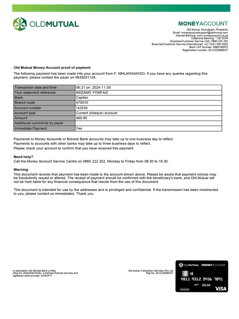 Proof of Payment 20241130 | PDF | Payments | Banks