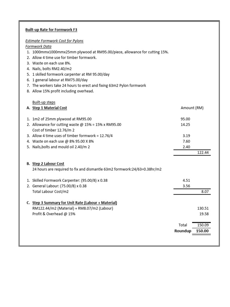 Built-up Rate Fwk F3 | PDF