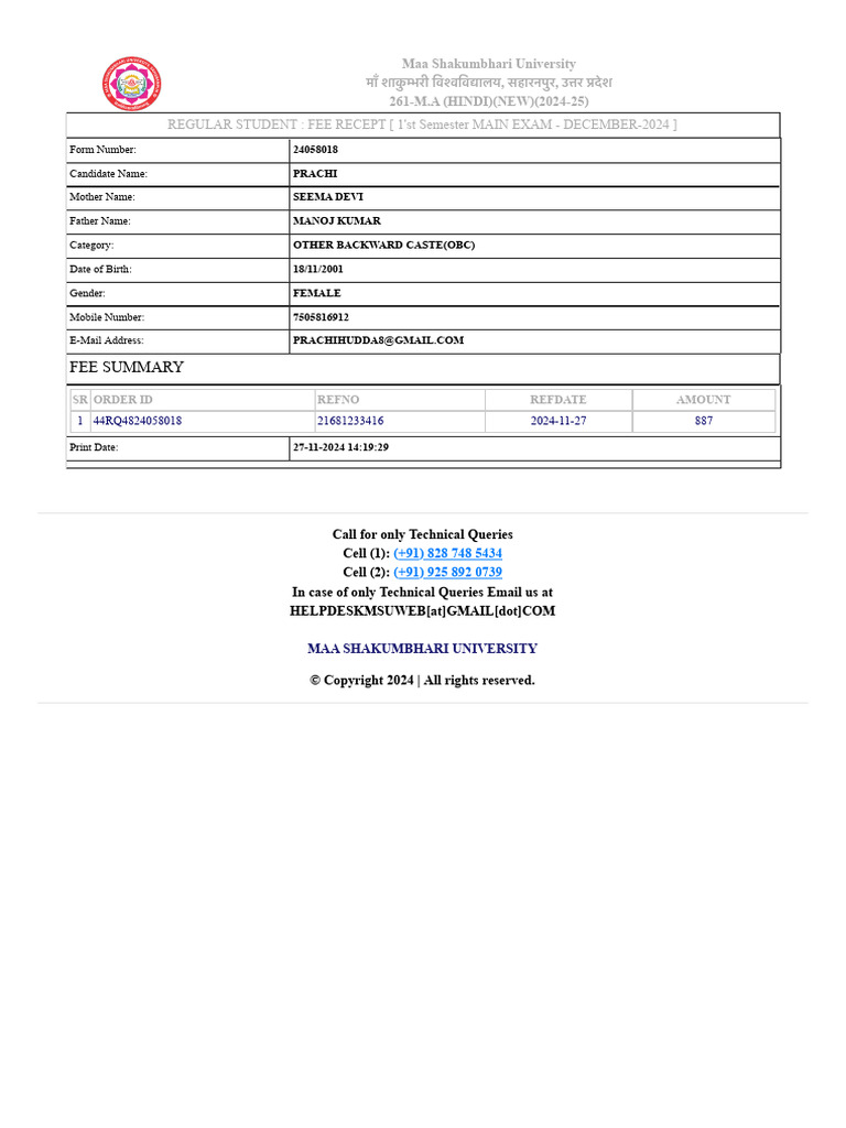 Registration Fee Receipt 3 | PDF
