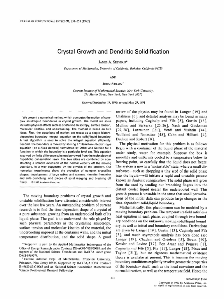 1992 - Crystal Growth and Dendritic Solidification | PDF | Liquids ...