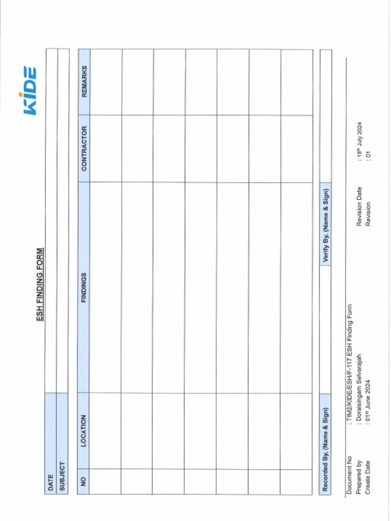 F-117 ESH Finding Form Rev01 | PDF