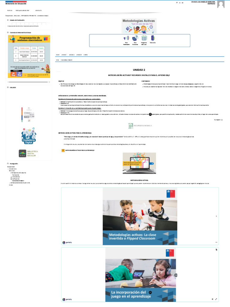 Curso_ Metodologías Activas con uso de TIC en la sala de clases , Tema_ Contenidos Unidad 2 ...