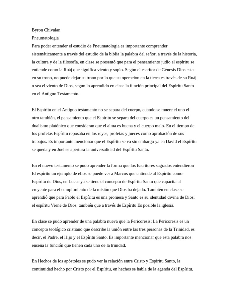 Byron Chivalan | PDF | espíritu Santo | Alma