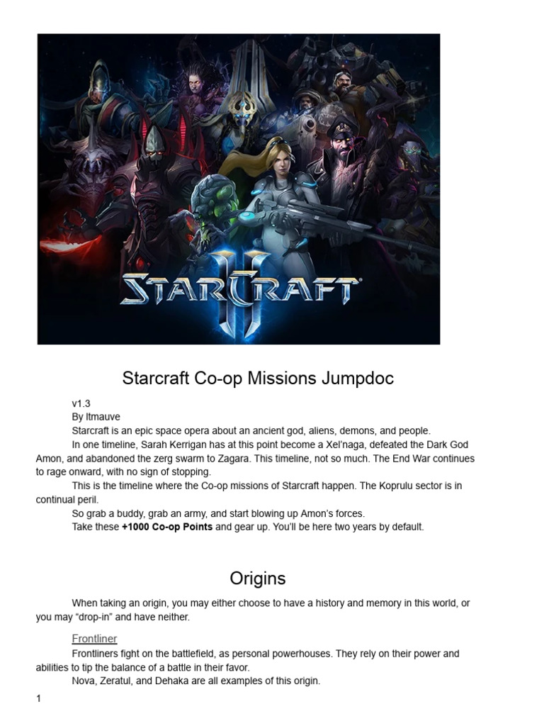 Starcraft Co-op Missions Overview | PDF