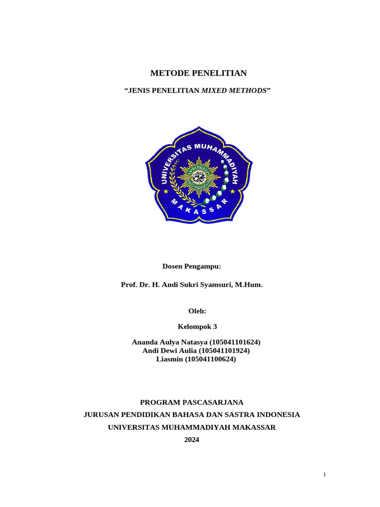 Jenis dan Karakteristik Mixed Methods | PDF