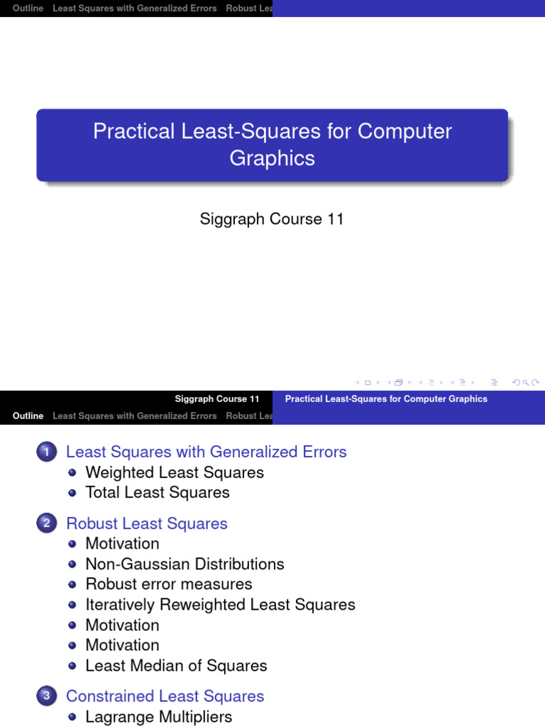 SLIDES - Practical Least-Squares For Computer Graphics | PDF | Least Squares | Robust Statistics
