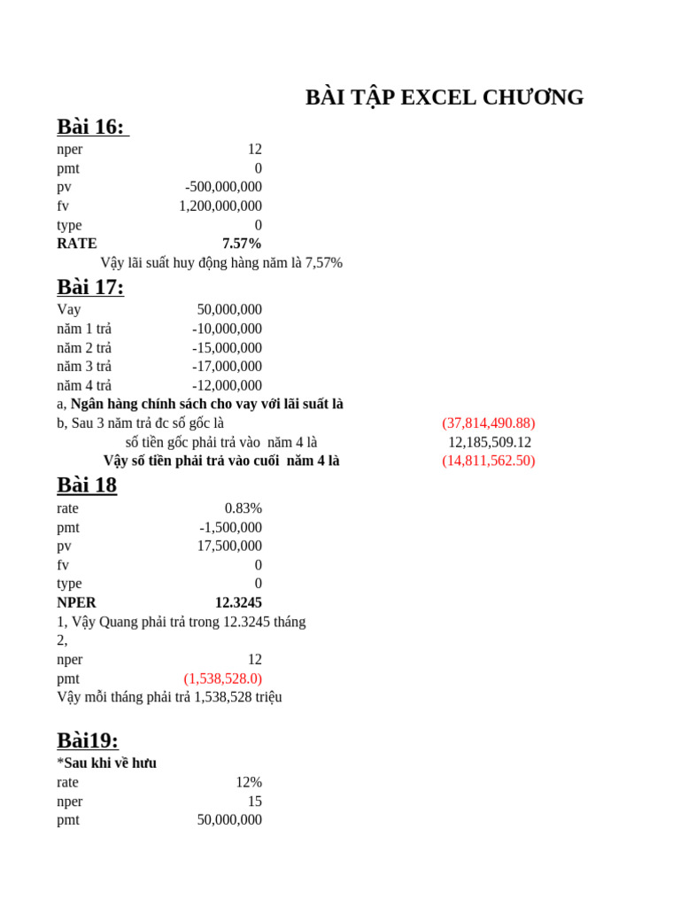 Bài Tập TCDN Chương 2 | PDF