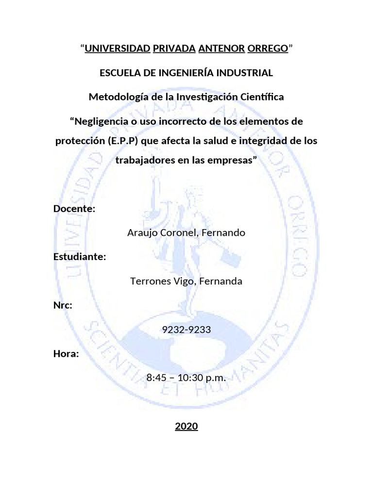 Terrones Vigo Fernanda - Metodología | PDF | Especialidades Medicas