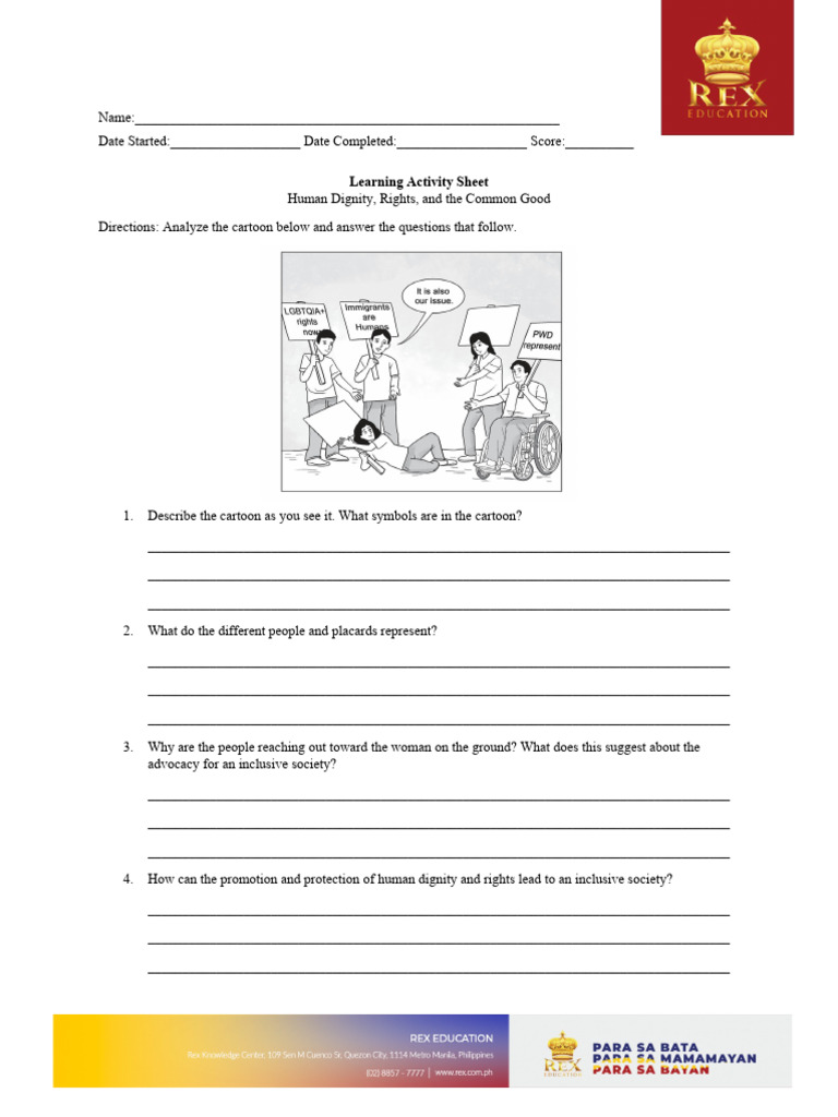 Learning+Activity+Sheet+Human+Dignity,+Rights,+and+the+Common+Good | PDF