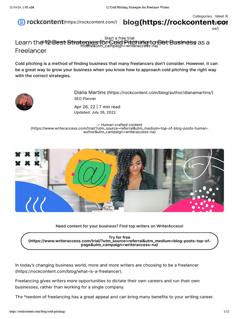 12 Cold Pitching Strategies For Freelance Writers | PDF | Brand | Linked In