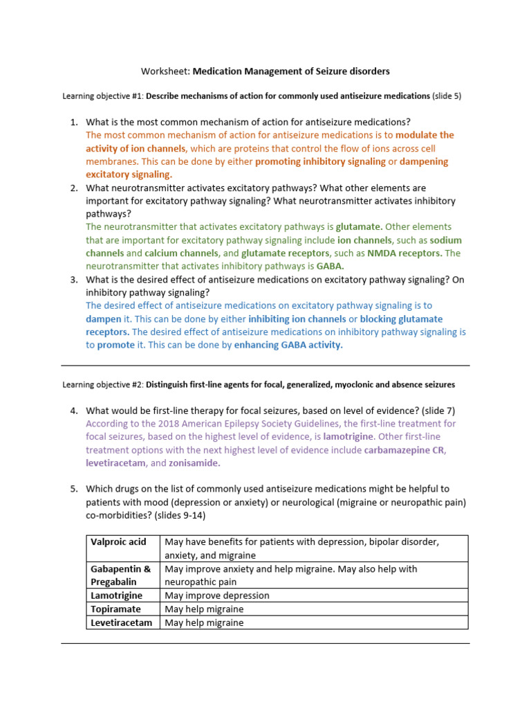 ASMworksheet | PDF | Neurotransmitter | Inhibitory Postsynaptic Potential